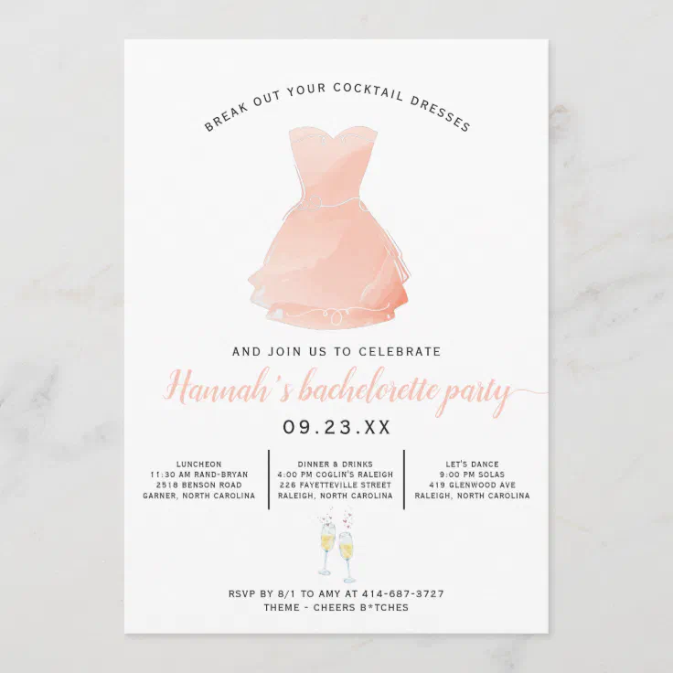 Elegant Cocktail Dress | Bachelorette Party Program | Zazzle