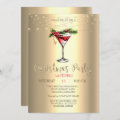 Elegant Cocktail,String Lights Gold Christmas Invitation | Zazzle