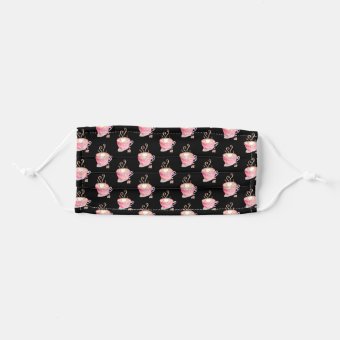 Elegant coffee cup pattern black face mask | Zazzle