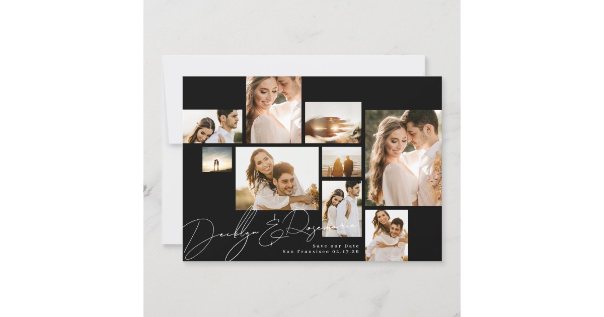 Elegant Collage Qr Code Multi Photo Save The Date | Zazzle
