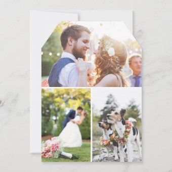 Elegant Collage Scrip Wedding Photo Thank You Card | Zazzle