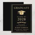 Elegant College Black Gold Graduation Announcement | Zazzle