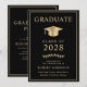 Elegant College Black Gold Graduation Party Invitation | Zazzle