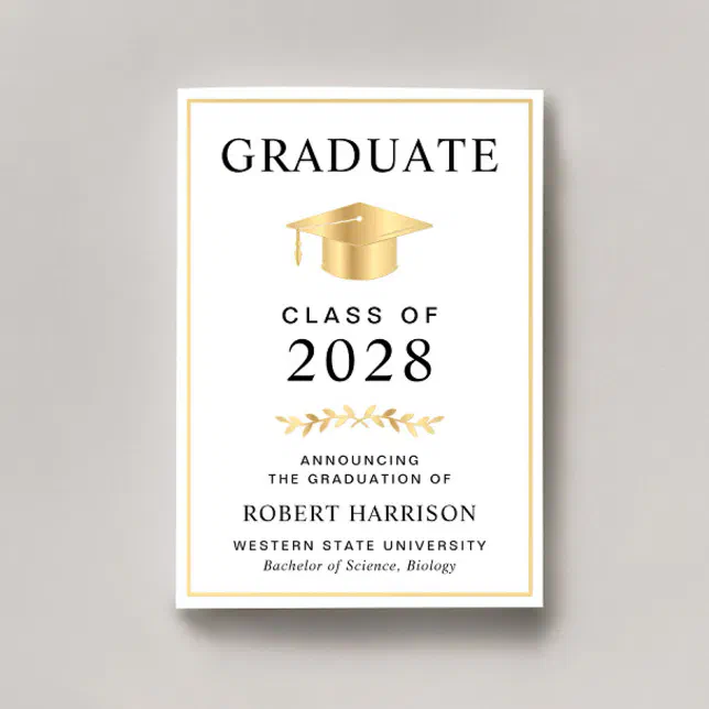 Elegant College Gold Graduation Announcement | Zazzle