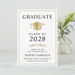Elegant College Gold Graduation Announcement | Zazzle
