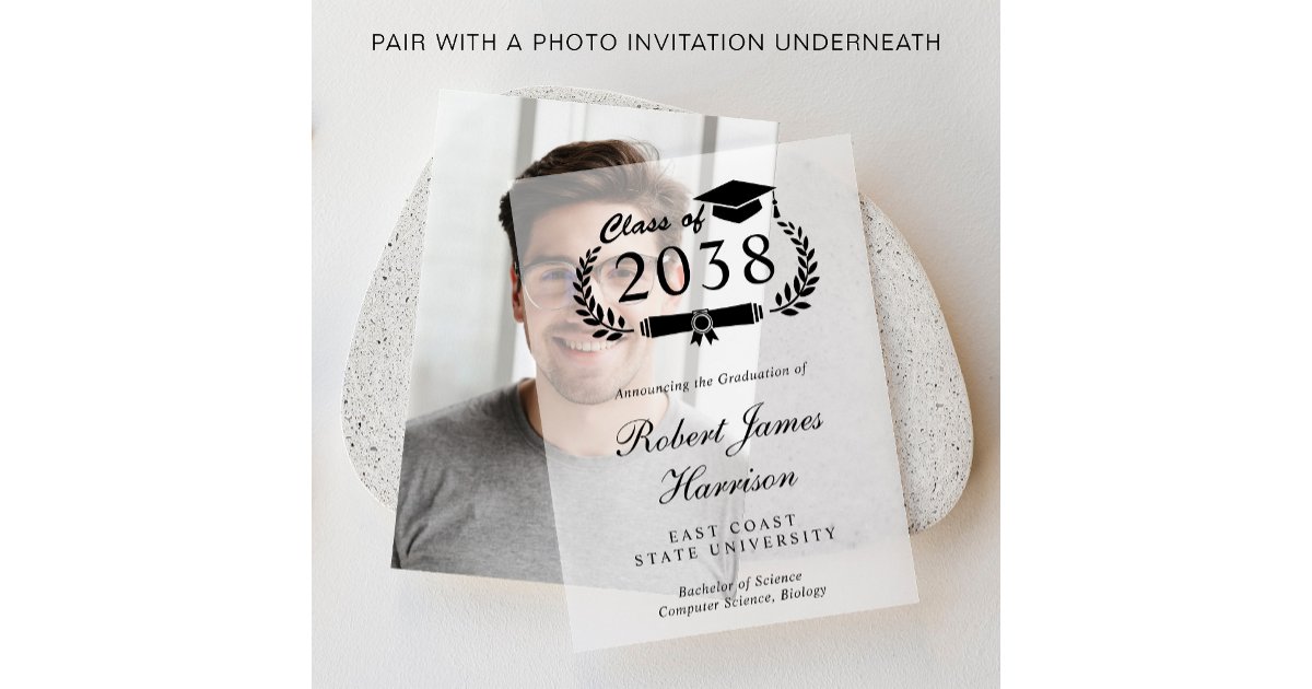 Elegant College Graduation Party Overlay Vellum Invitations | Zazzle