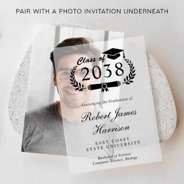 Elegant College Graduation Party Overlay Vellum Invitations | Zazzle