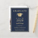 Elegant College Photo Blue Gold Graduation Announcement Postcard | Zazzle