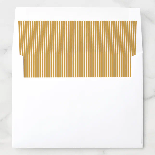 Elegant color editable mustard yellow stripes envelope liner | Zazzle