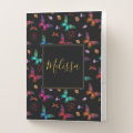 Elegant Colorful Butterflies on Black Custom Pocket Folder | Zazzle