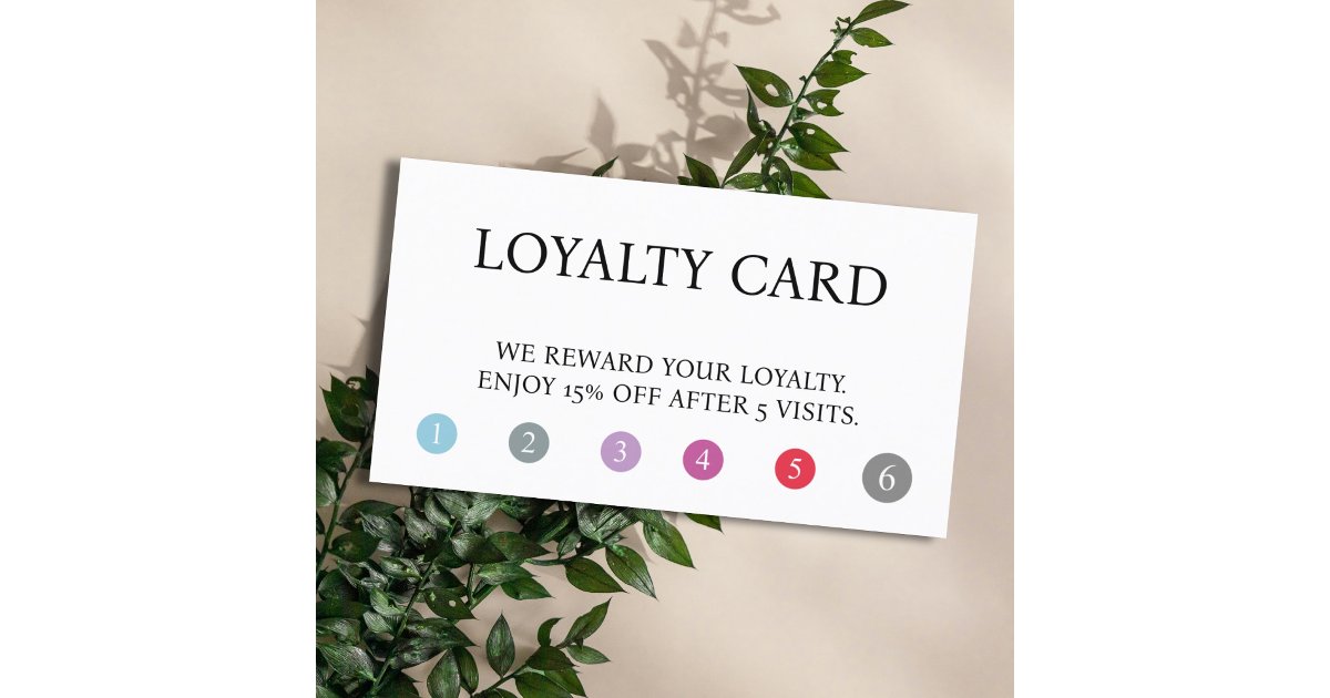 Elegant Colorful Dots White Bold Beauty Salon Loyalty Card | Zazzle