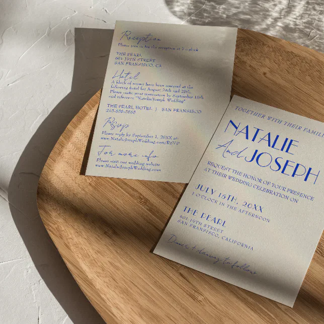 Elegant Colorful French Retro All In One Wedding Invitation | Zazzle
