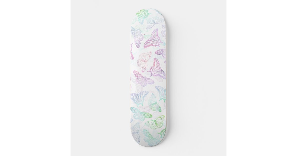 Elegant Colorful Glitter Butterfly Design Skateboard | Zazzle