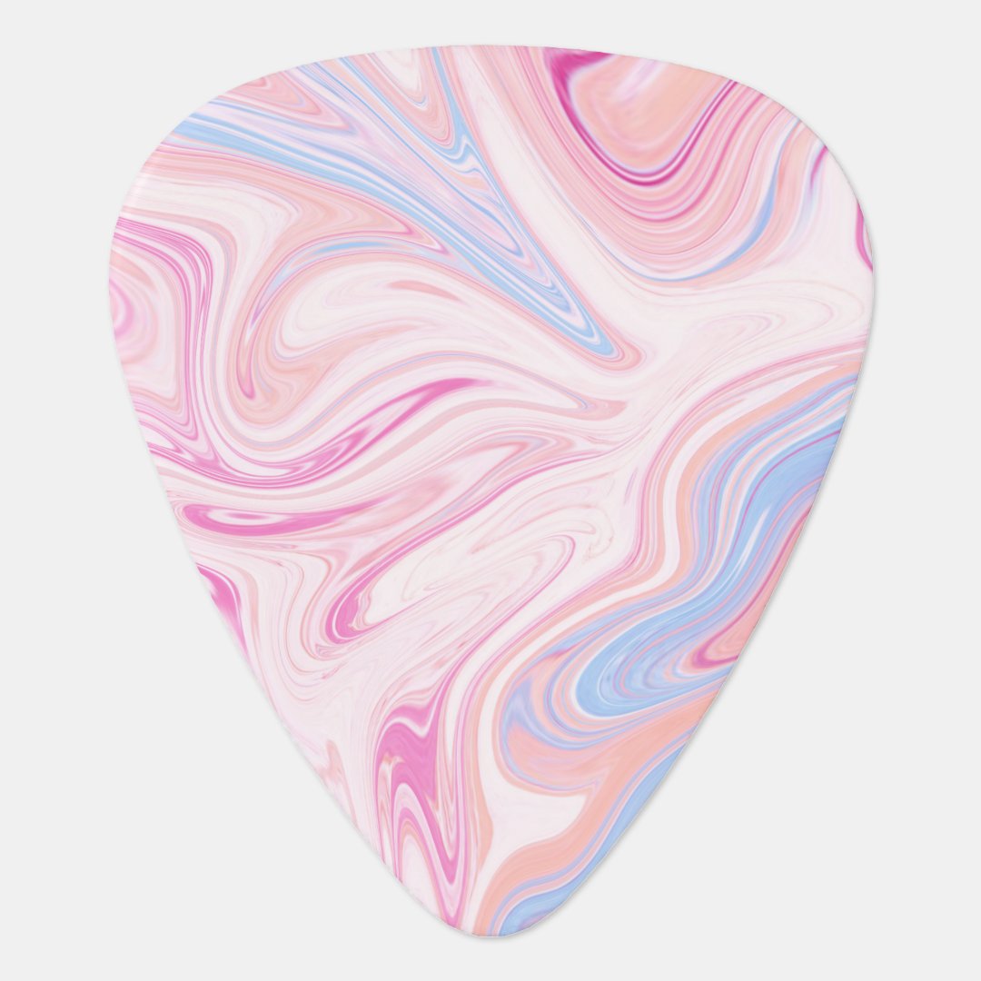 Elegant colorful pastel pink blue orange marble guitar pick | Zazzle