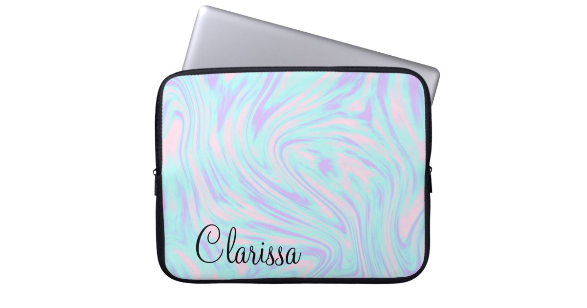 elegant colorful pink blue purple white marble laptop sleeve | Zazzle