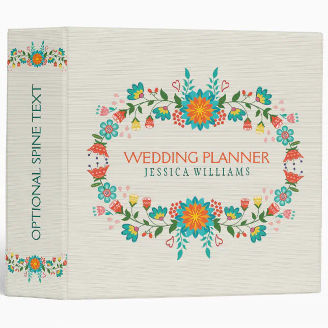 Elegant Colorful Retro Floral Frame Binder | Zazzle