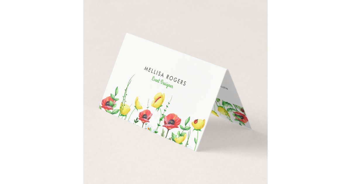 Elegant Colorful Spring Flowers Border Business Card | Zazzle