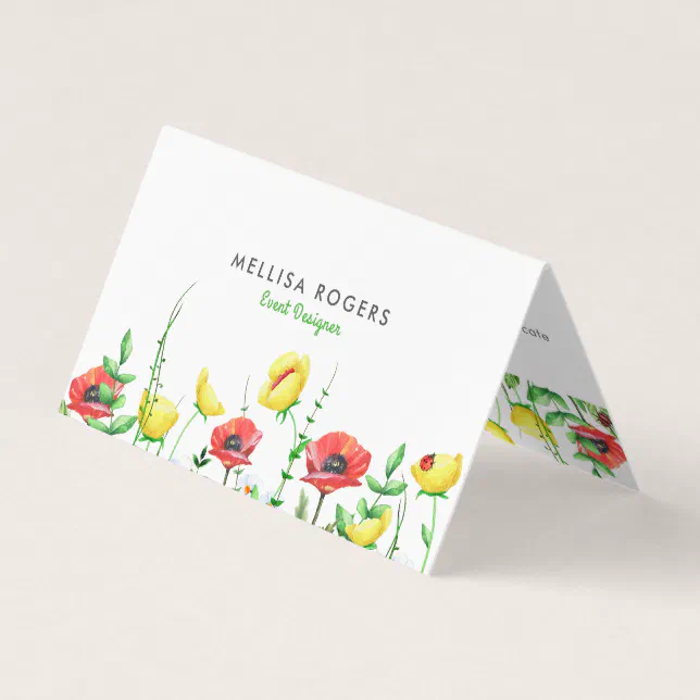 Elegant Colorful Spring Flowers Border Business Card | Zazzle
