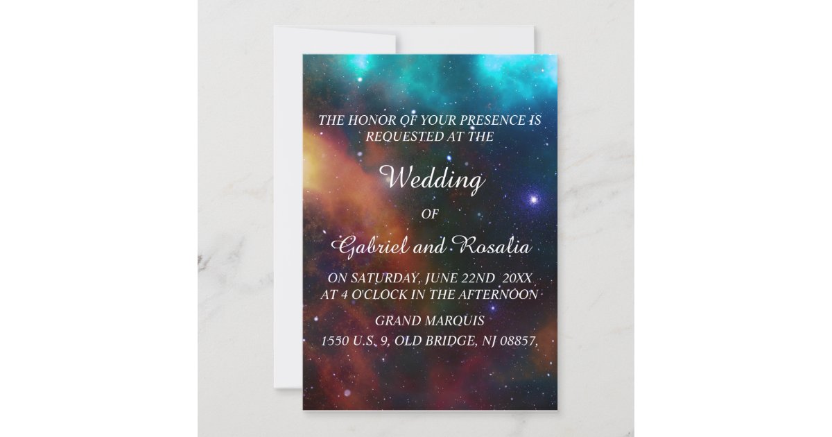 Elegant Colorful Starry Night Sky Wedding Invitation | Zazzle