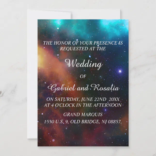 Elegant Colorful Starry Night Sky Wedding Invitation | Zazzle