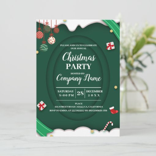 Elegant Company Christmas Party Invitation | Zazzle