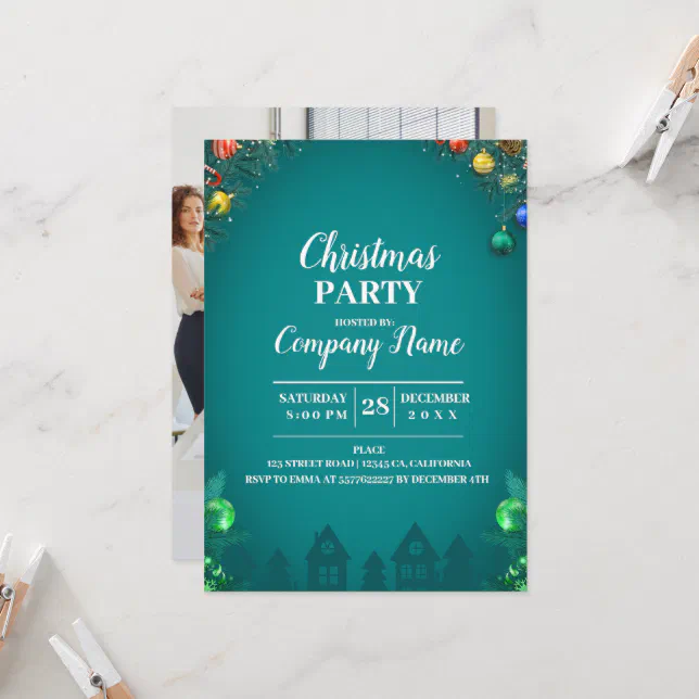 Elegant Company Cocktail Christmas Party Invita Invitation | Zazzle