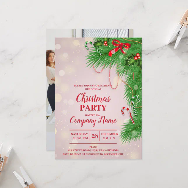 Elegant Company Cocktail Christmas Party Invitatio Invitation | Zazzle