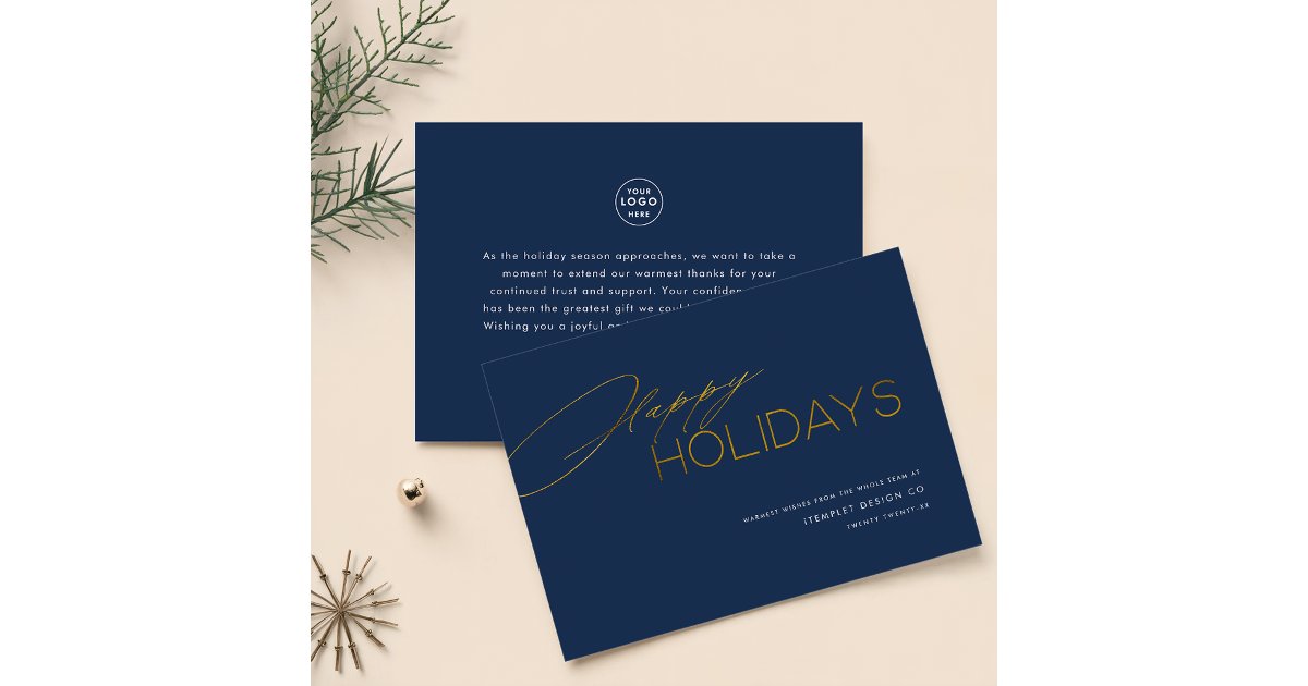 Elegant Company Corporate Small Business Christmas Holiday Card | Zazzle