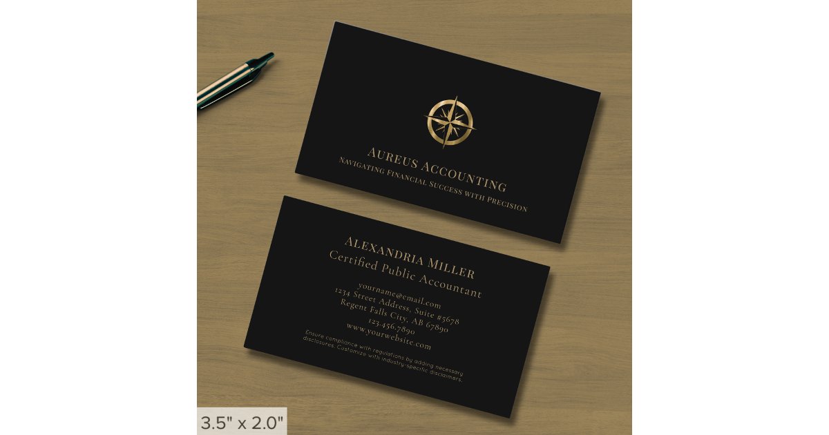 Elegant Compass Logo Business Card | Zazzle