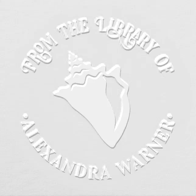 Elegant Conch Shell Beachy Round Library Book Embosser | Zazzle