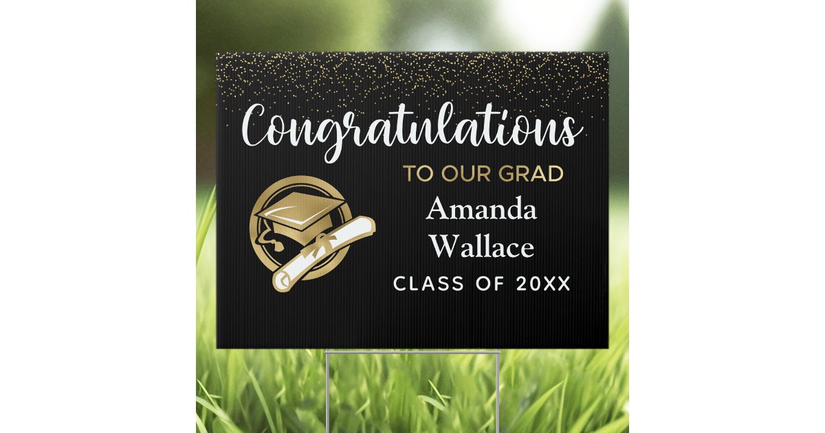 Elegant Confetti Graduation Sign | Zazzle