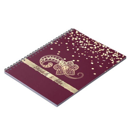 Elegant,Confetti,Lace,Gold,Paisley-Personalized Notebook | Zazzle