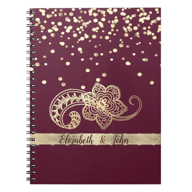 Elegant,Confetti,Lace,Gold,Paisley-Personalized Notebook | Zazzle