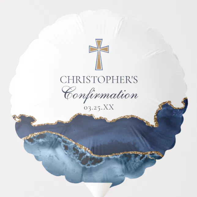 Elegant Confirmation Cross Navy Blue Gold Party Balloon | Zazzle