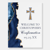 Elegant Confirmation Cross Navy Blue Gold Party Foam Board | Zazzle