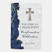 Elegant Confirmation Cross Navy Blue Gold Party Garden Flag | Zazzle