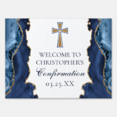 Elegant Confirmation Cross Navy Blue Gold Yard Sign | Zazzle