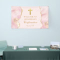 Elegant Confirmation Cross Pink Gold Agate Party Banner | Zazzle