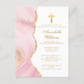 Elegant Confirmation Cross Pink Gold Invitatation Postcard | Zazzle
