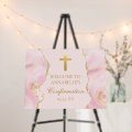 Elegant Confirmation Cross Pink Gold Party Foam Board | Zazzle