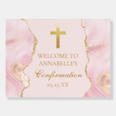 Elegant Confirmation Cross Pink Gold Party Foam Board | Zazzle