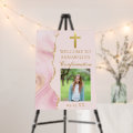 Elegant Confirmation Cross Pink Gold Photo Party Foam Board | Zazzle
