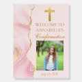 Elegant Confirmation Cross Pink Gold Photo Party Foam Board | Zazzle