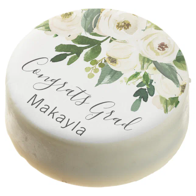 Elegant Congrats Greenery White Floral Graduation Chocolate Covered ...