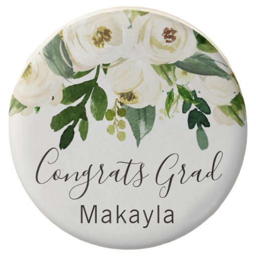 Elegant Congrats Greenery White Floral Graduation Chocolate Covered ...
