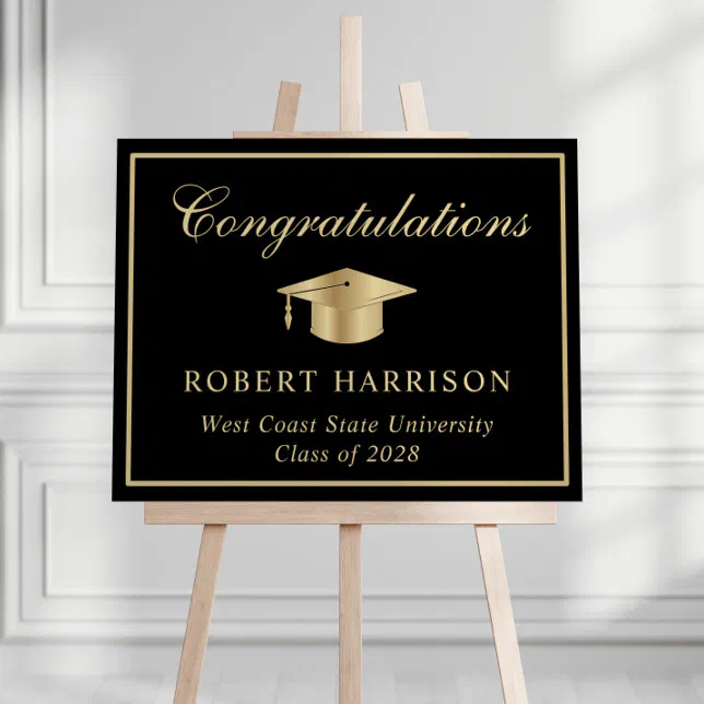 Elegant Congratulations Black Gold Graduation Foam Board | Zazzle