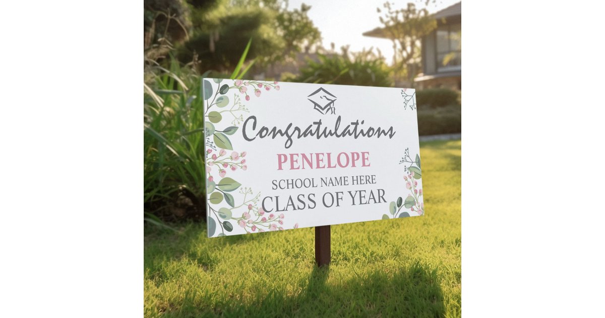 Elegant Congratulations Floral 2025 Graduation Sign | Zazzle