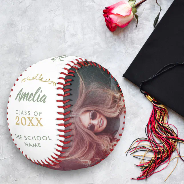 Elegant Congratulations Grad Graduation 2 Photo Softball | Zazzle
