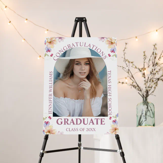 elegant congratulations graduate floral photo foam board | Zazzle