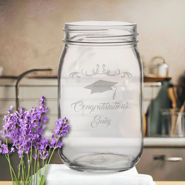 Elegant Congratulations Ornament Graduation Mason Jar | Zazzle